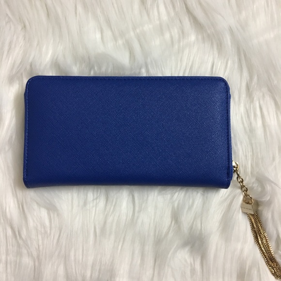 bebe | Bags | New Bebe Blue Zip Wallet W Gold Tassel | Poshmark